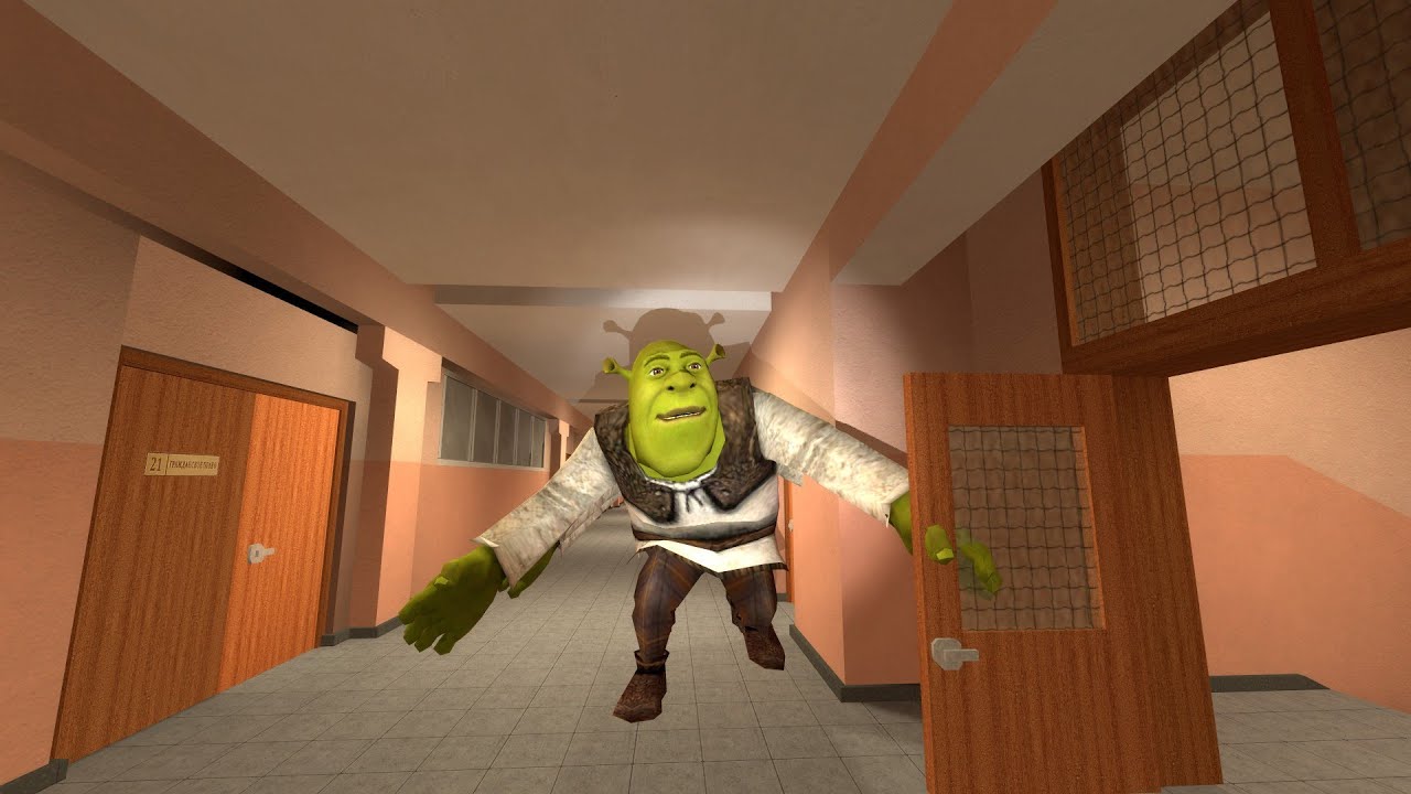 RUNNING FROM THE EVIL SHREK AT SCHOOL IN GARRY'S MOD - YouTube