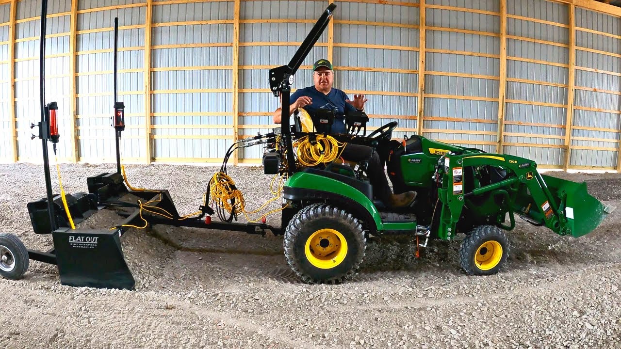 REVOLUTIONARY Laser Guided Pull Type Box Blade on Subcompact Tractor ...