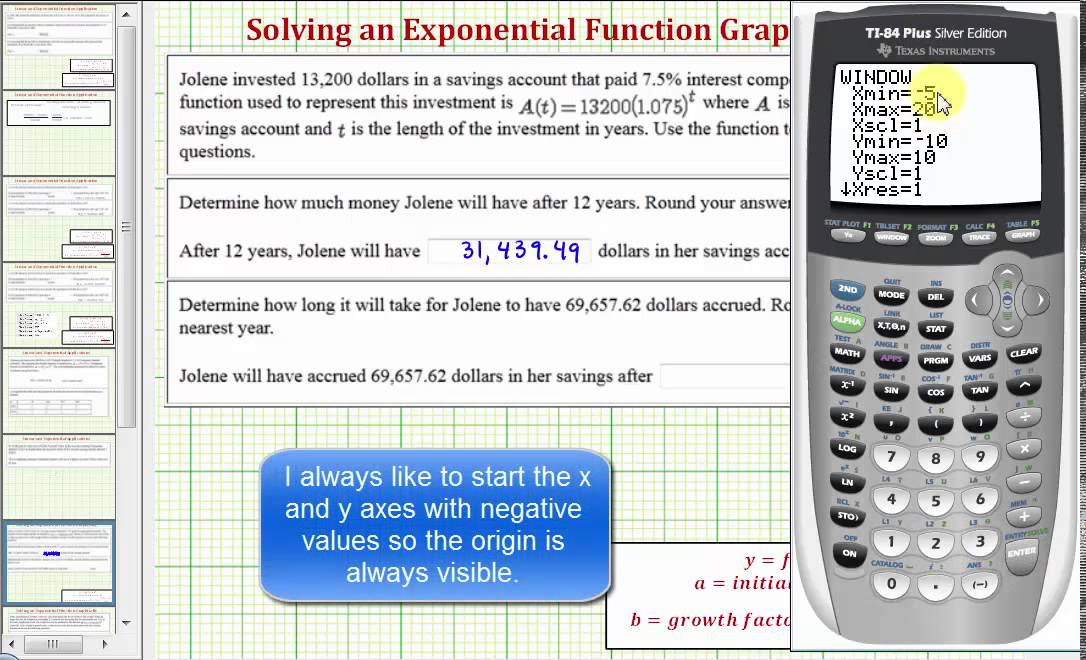 Ex: Solve an Exponential Growth Equation Graphically Using the TI84 (Application) - YouTube