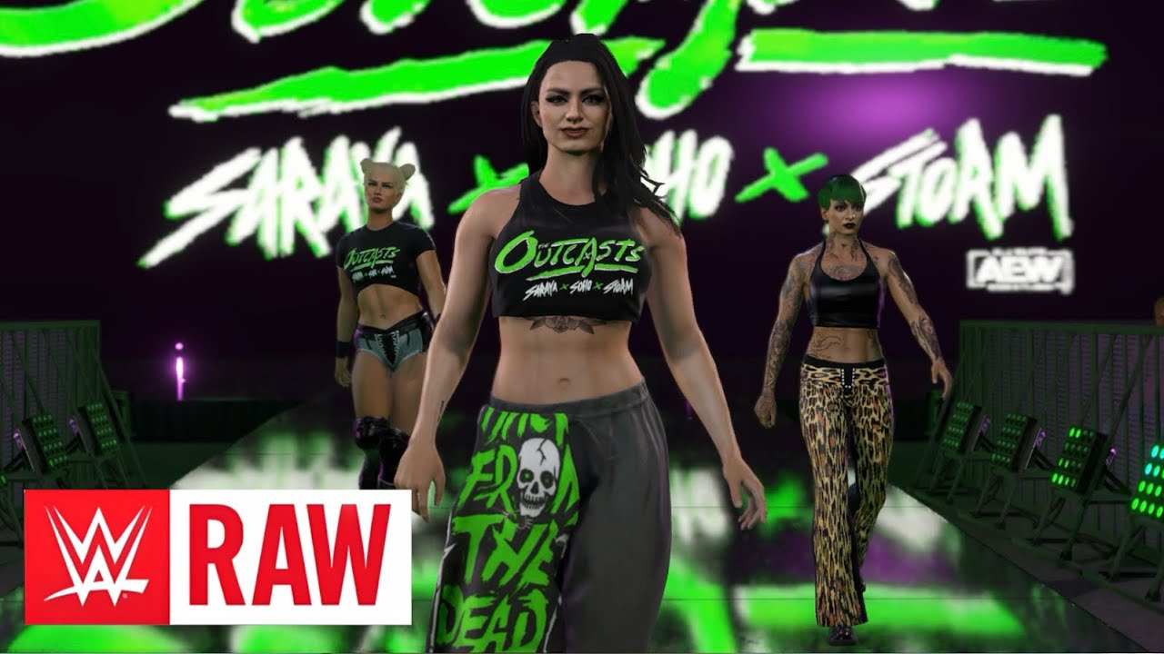 WWE 2K23 RAW SARAYA INTRODUCES “THE OUTCASTS” - YouTube