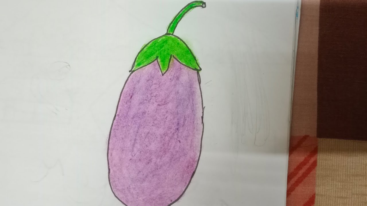 How to draw a brinjal || Brinjal Drawing || Very easy || Step by step ...