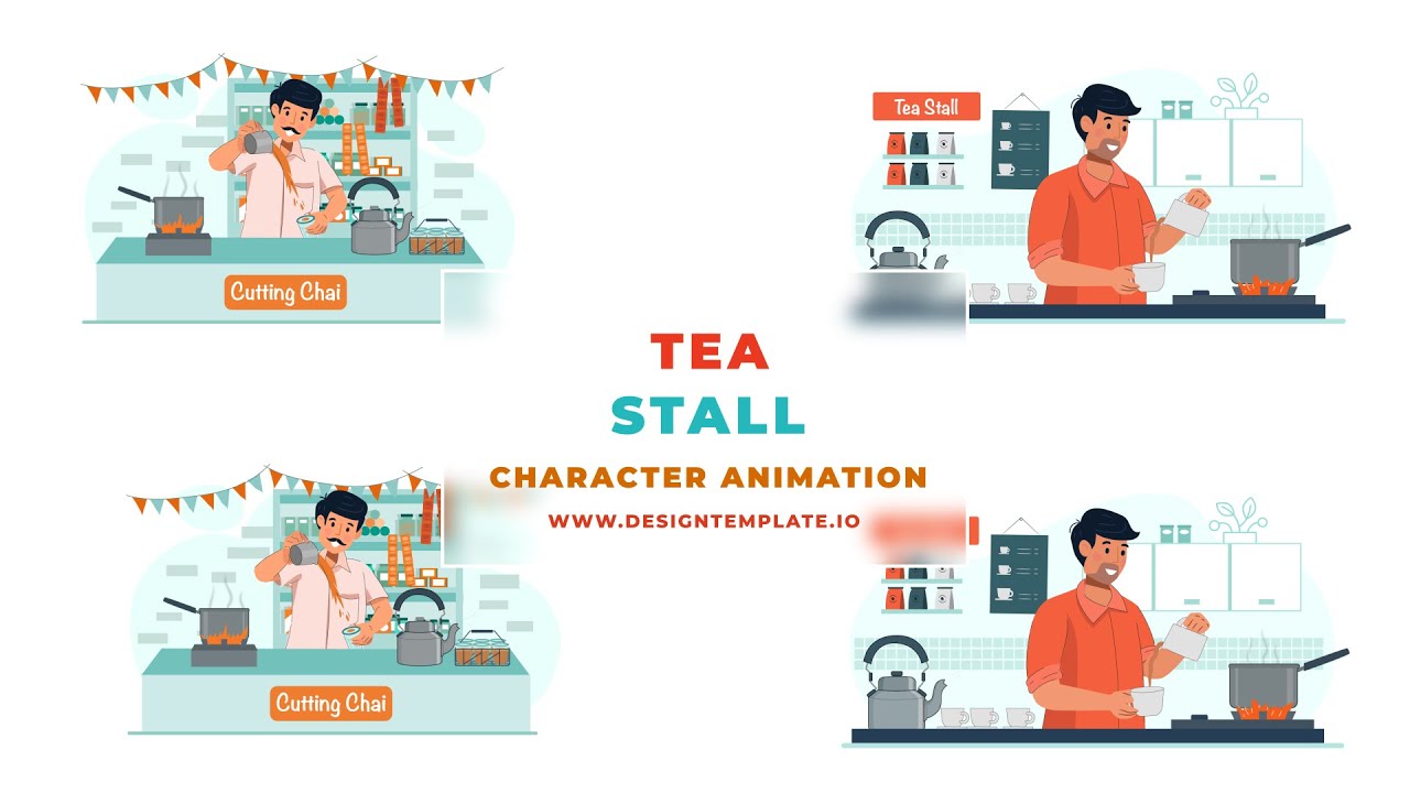 Download Tea Stall Animation Flat Character Vector illustration ...