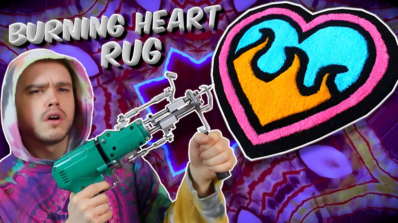 Tufting a Burning Heart Rug | Rug Tufting Process - YouTube