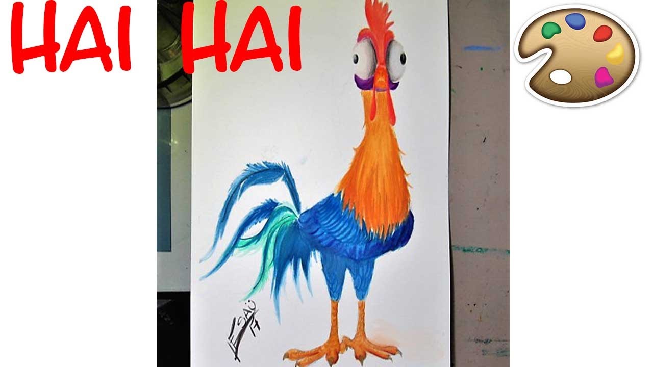 Dibujando a HEI HEI de Moana | How to draw HeiHei the rooster from ...