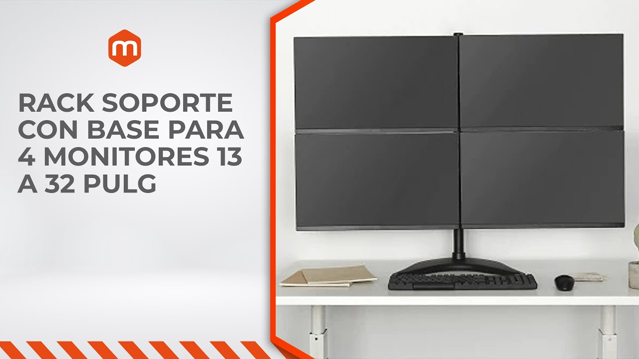 Instalación de Rack Soporte con Base Para 4 Monitores 13 a 32 Pulg ...