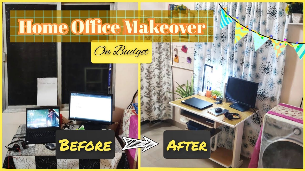SMALL OFFICE MAKEOVER | RENTAL - HOME Office Makeover on Budget | 5 ...