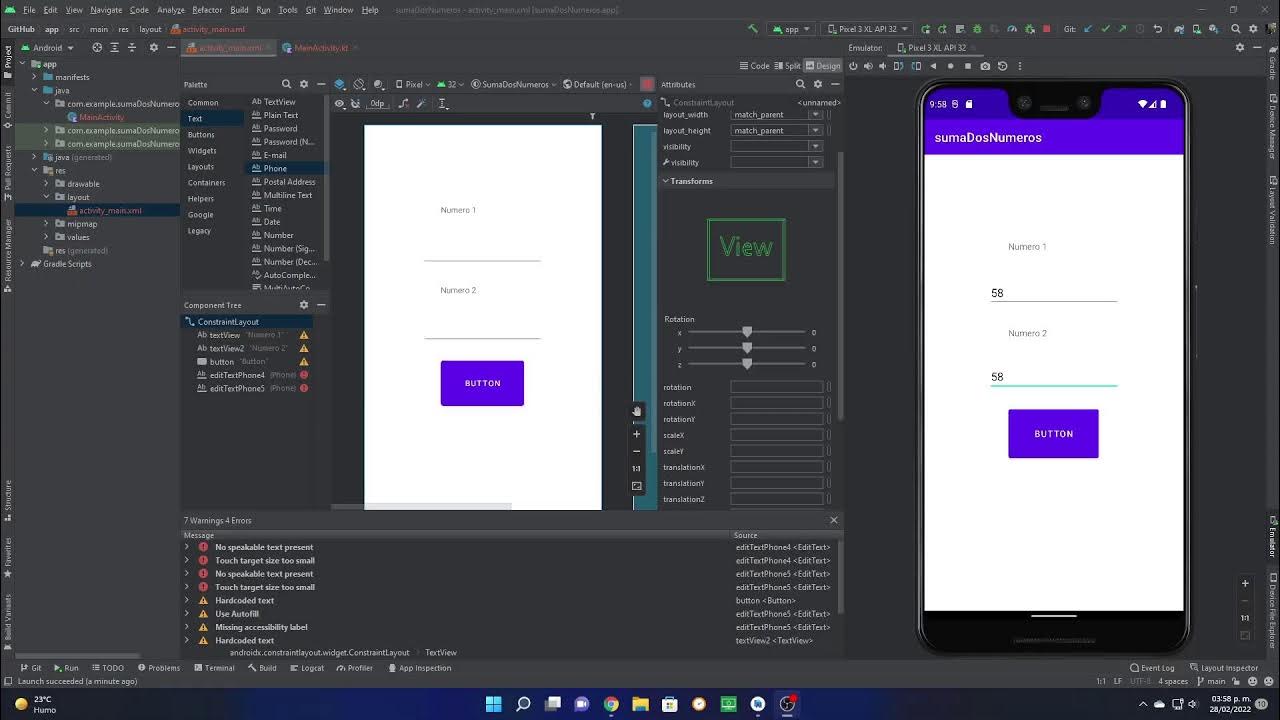 Suma de dos numeros en kotlin y android studio - Interface Grafica ...