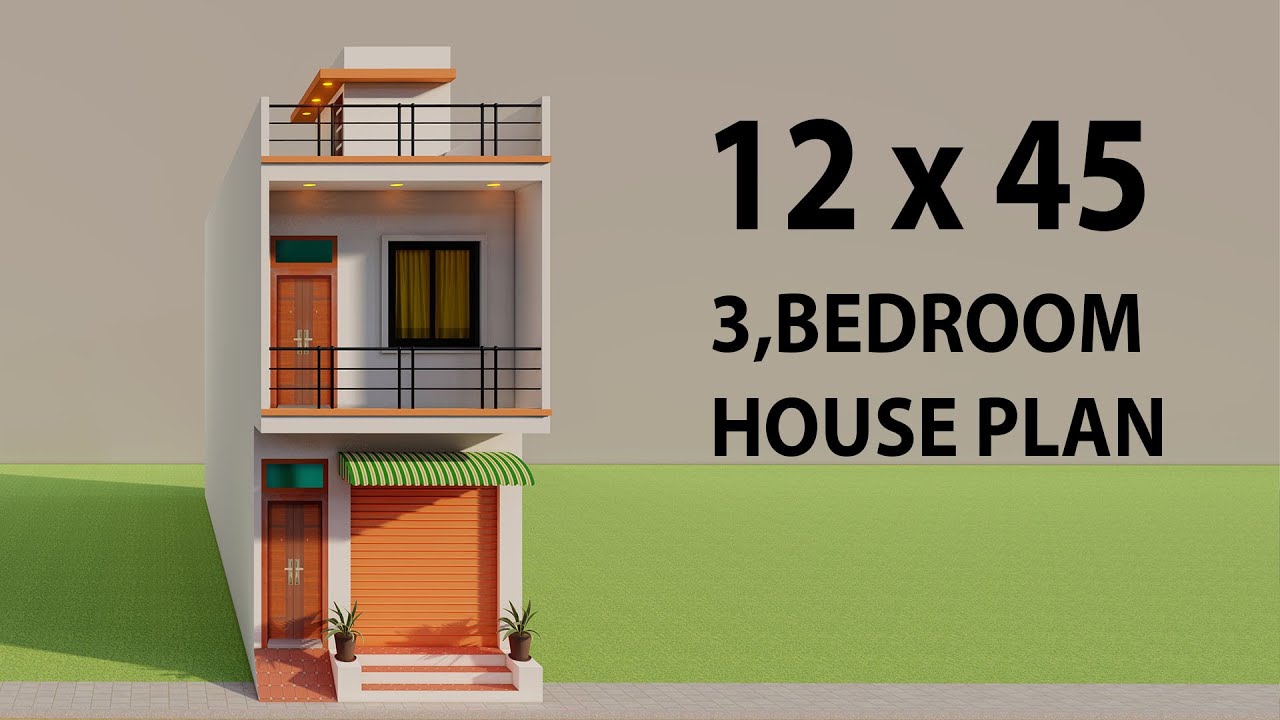 Small Shop With House Design,12x45 Dukan Or Makan Ka Naksha,3D House ...