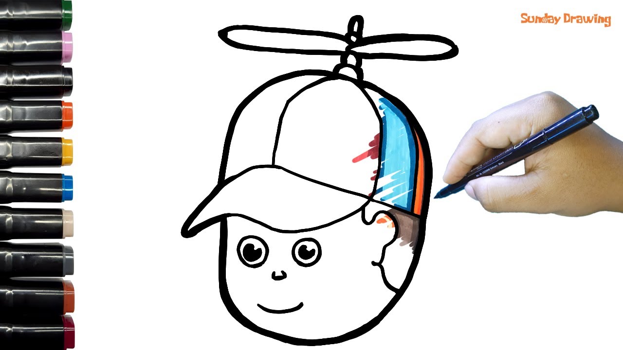 Menggambar dan Mewarnai Topi Baling-baling untuk Anak & Balita | Cara ...