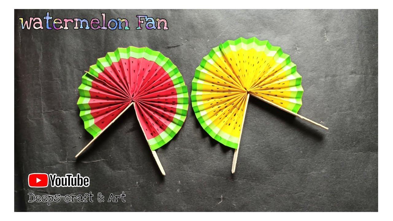 Cute paper pop up Fans। DIY Watermelon Hand Fans।Paper Fan Decorations ...