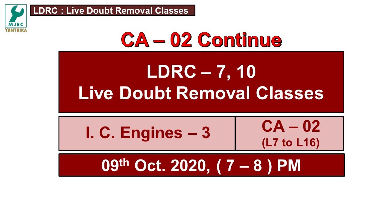 LDRC-10 I. C. Engine-4 (MCQ - 1A, 1B) & LDRC-7 (CA 2) - YouTube
