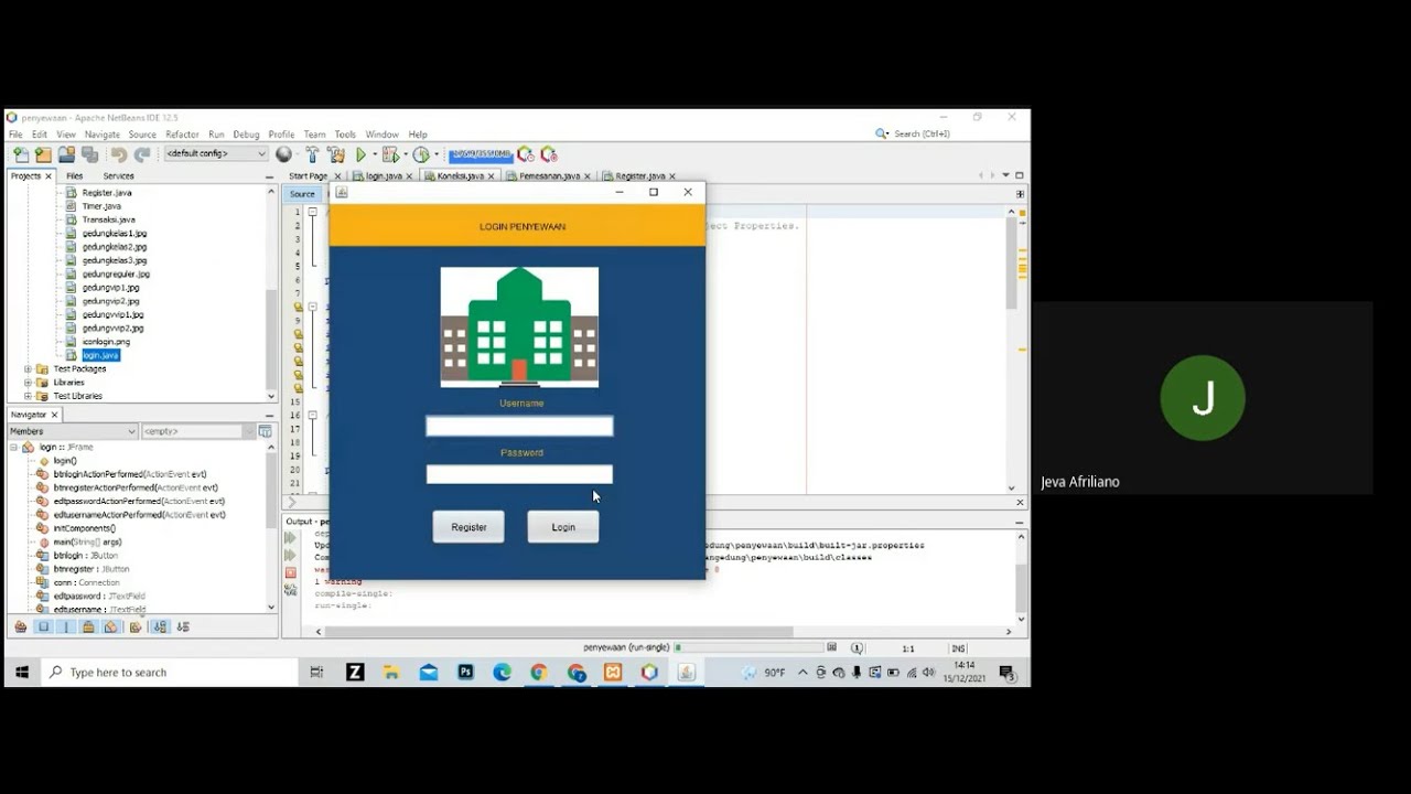 Presentasi UAS PBO dan Praktikum PBO Kelas C, GUI Penyewaan Gedung ...