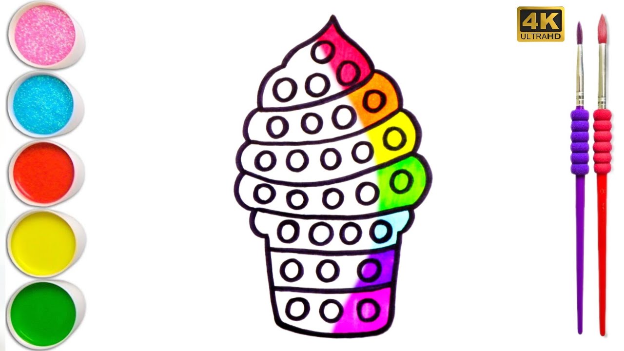 How to draw rainbow Icecream popit drawing for kids | Easy step by step ...