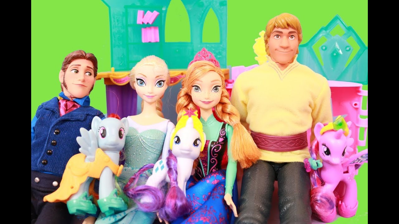 Playtime with MLP My Little Pony Crystal Palace & Frozen Barbie Dolls ...