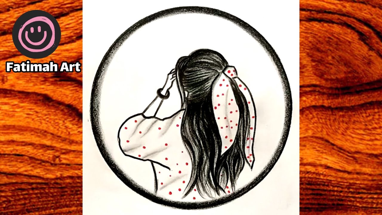 Beautiful Girl Drawing in a Circle Scenery - Fatimah Art - YouTube
