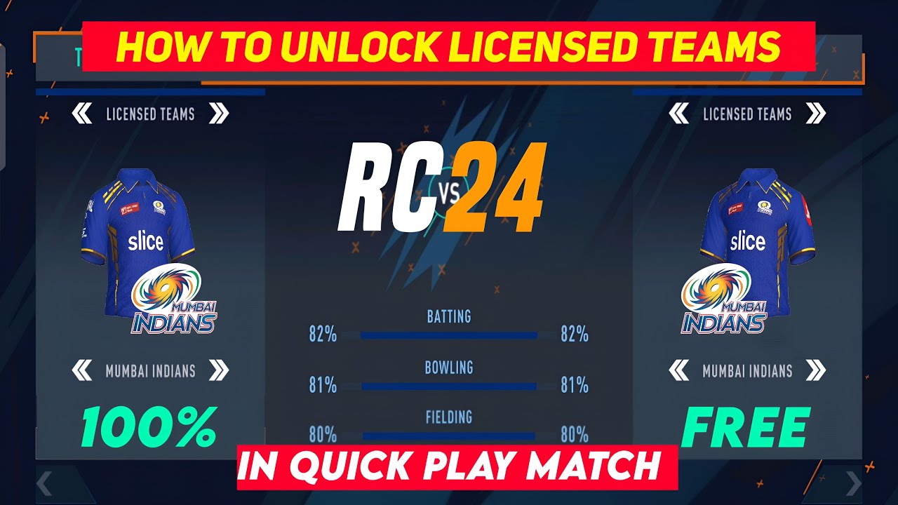 How To Unlock IPL Licensed Teams In Quick Play Match In Real Cricket 24 | Technical Gaming ...