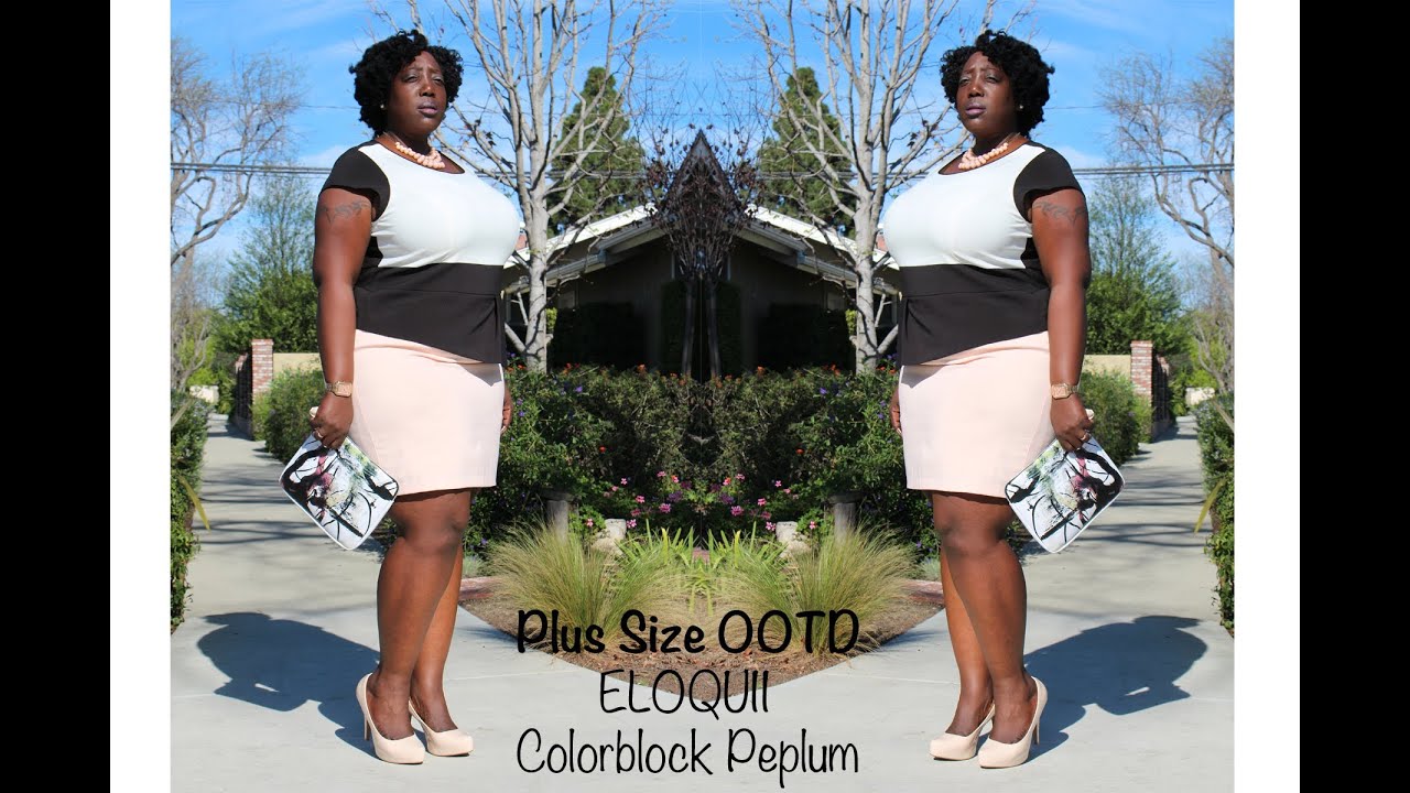 My Plus Size OOTD: ELOQUII Colorblock Peplum Dress - YouTube