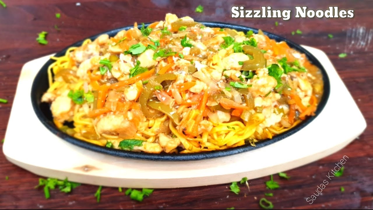 Chicken Noodles | Sizzling Pan Fried Noodles | Chicken Noodle Sizzler ...