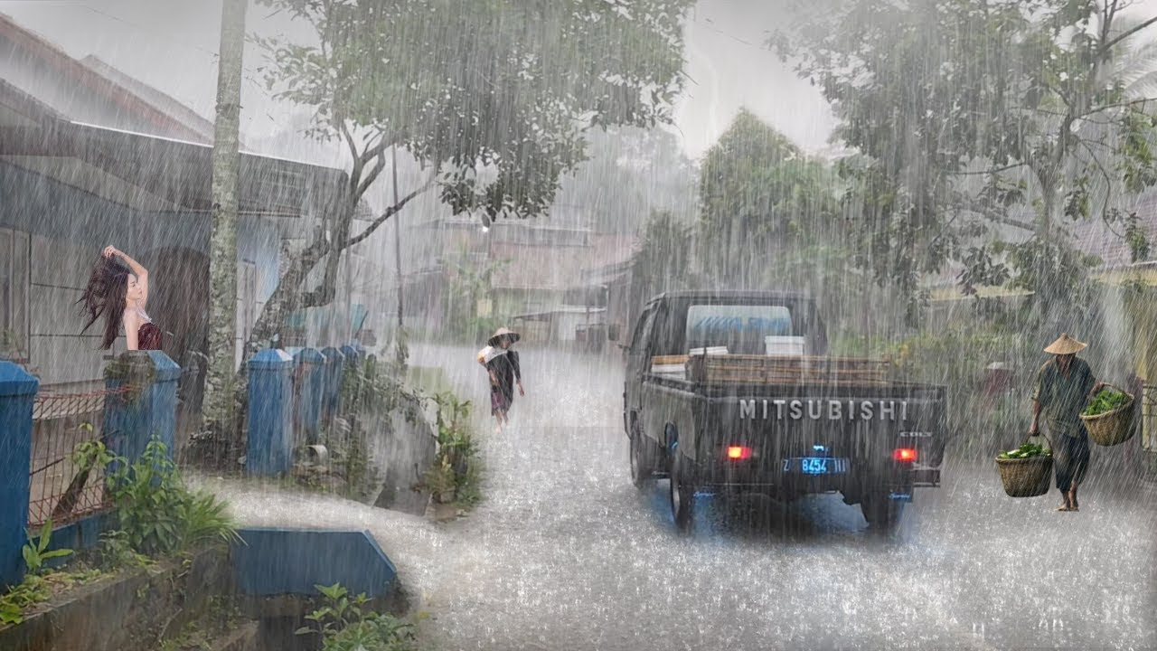 SUPER HEAVY RAIN, BIG THUNDER & EXTREME SOUND OF THE STORM HIT VILLAGE ...
