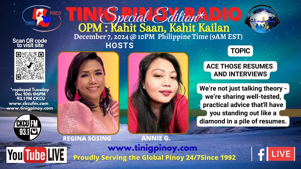 TINIG PINOY Special Edition, Dec 7, 2024 ACE THOSE RESUMES & INTERVIEWS ...
