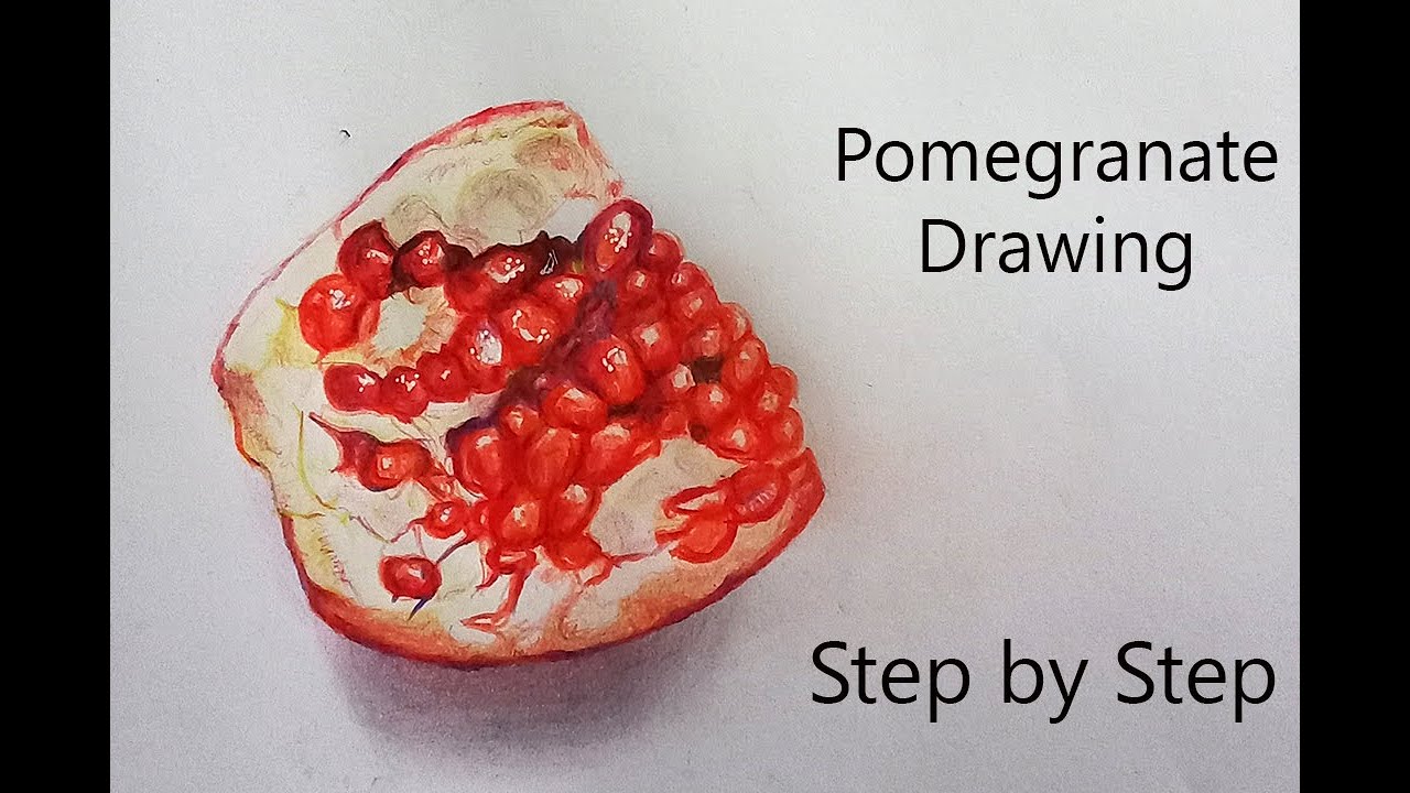How to Draw Pomegranate .Fruit drawing. - YouTube