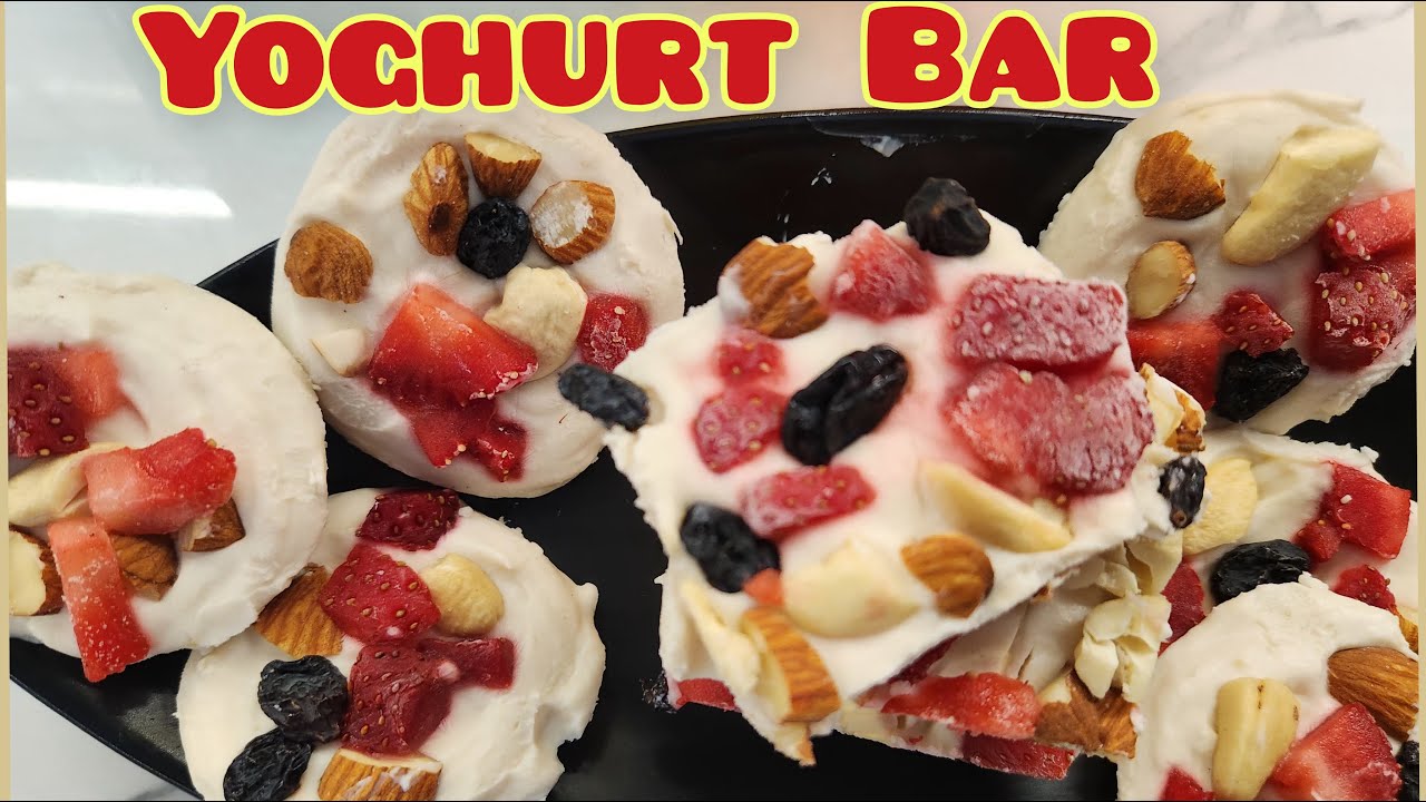 Yoghurt Bar | Frozen Yoghurt Bar | No Bake Dessert Recipe | Yoghurt ...