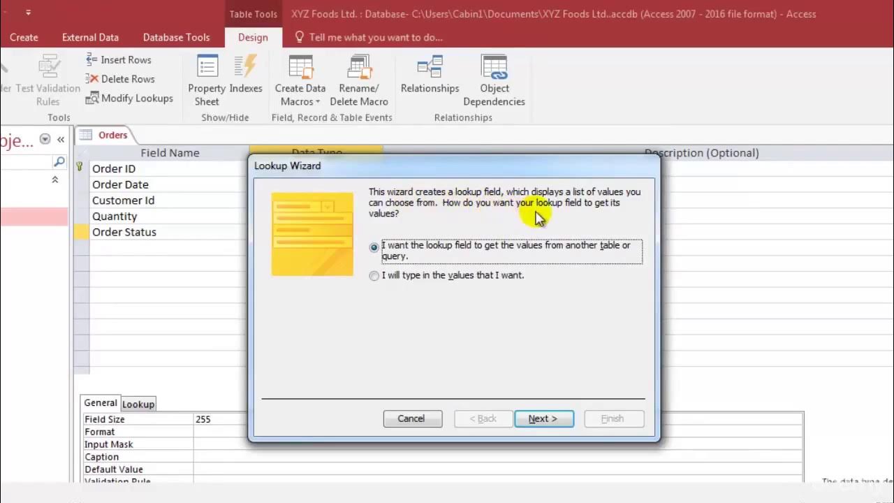 Microsoft Access 2016 Tutorial Create a table using design view - YouTube