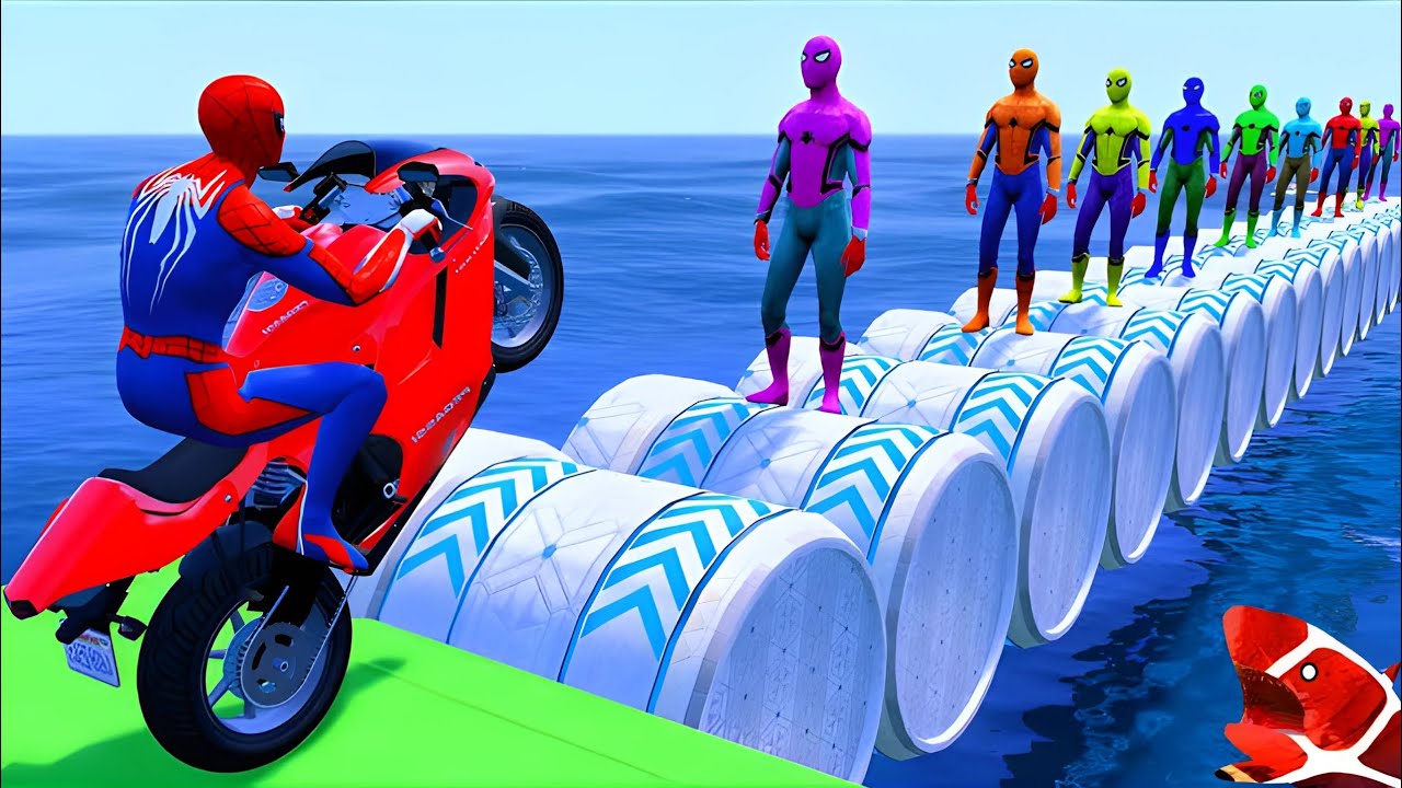 Spider-Man's MOST INSANE Motorcycle Stunt on a Bridge #gta - YouTube