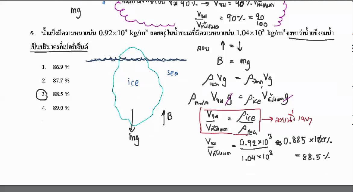 ฟิสิกส์สรุป ของเหลว Part1 แรงลอยตัว จม ลอย ชั่งน้ำหนักในของเหลว Youtube