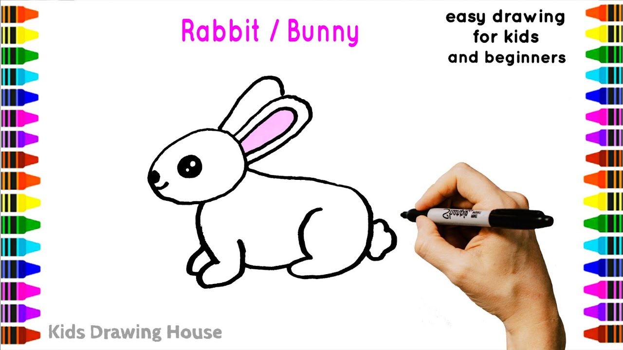 How to draw Rabbit or cute Bunny for kids and beginners | How to draw ...