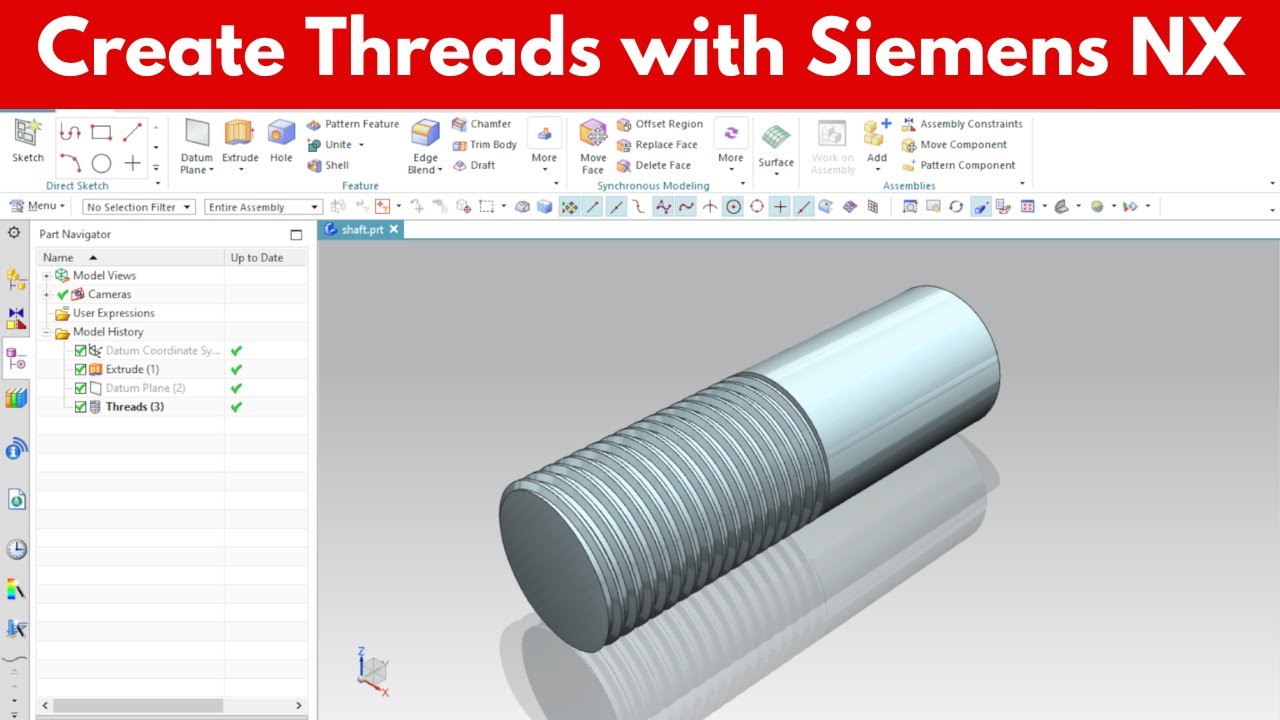 How to Create Threads in Siemens NX | Thread Feature Tutorial - YouTube