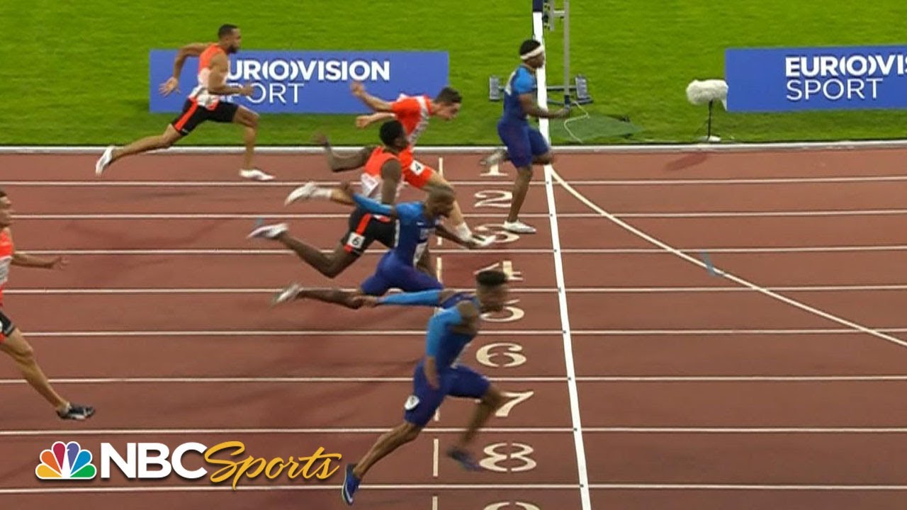 Rodgers leads USA sweep over Europe in men's 100m | NBC Sports - YouTube