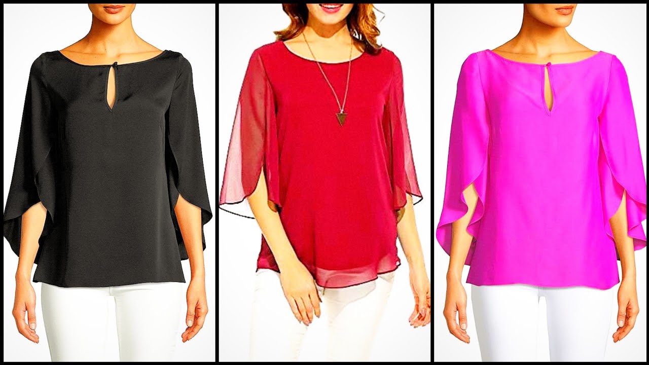 Very Stylish Amazing Chiffun Plain Short Top & Blouse Design/Short ...