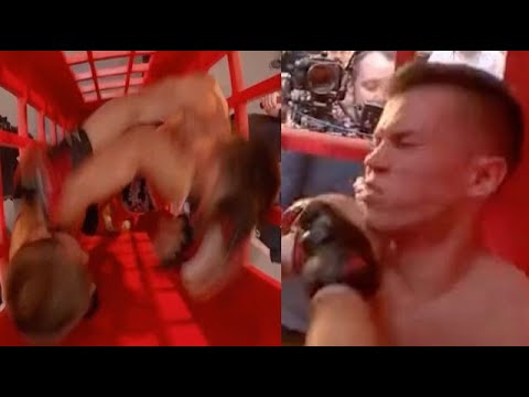 Russian Fighter Gets Lit Up With A Mean Combo During A Boxing Match Inside A Phone Booth