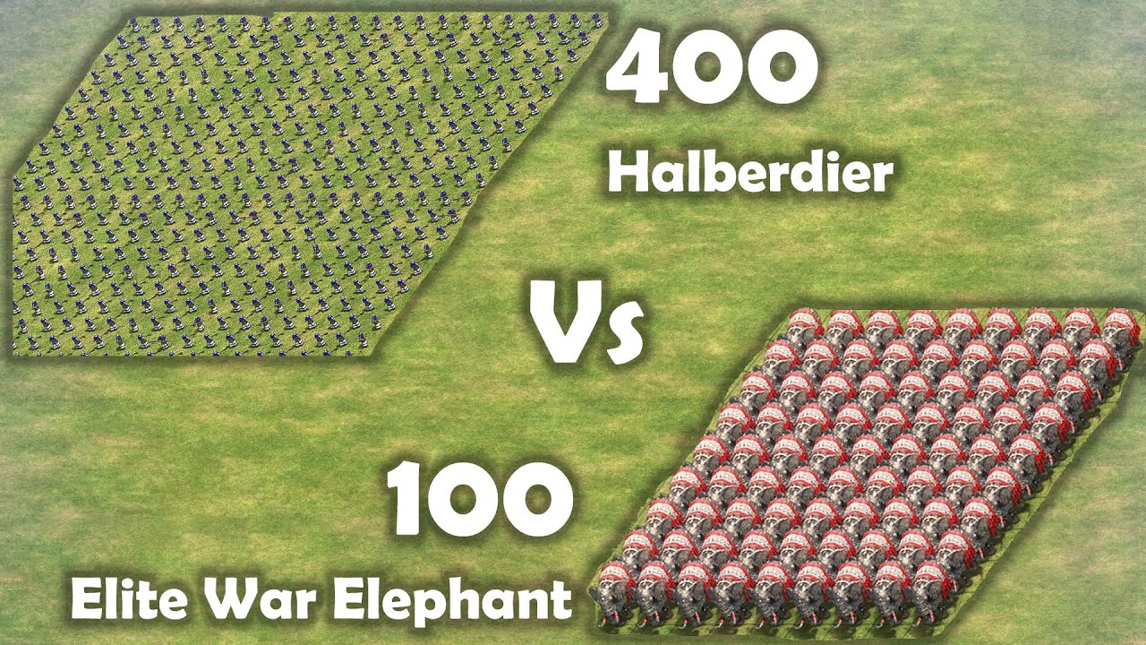 400 Halberdier Vs 100 Elite War Elephant #ageofempires || Age of Empire ...