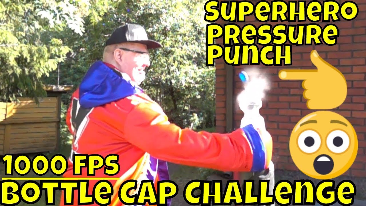 Bottle Cap Challenge: Superhero pressure punch (1000 fps slow motion ...
