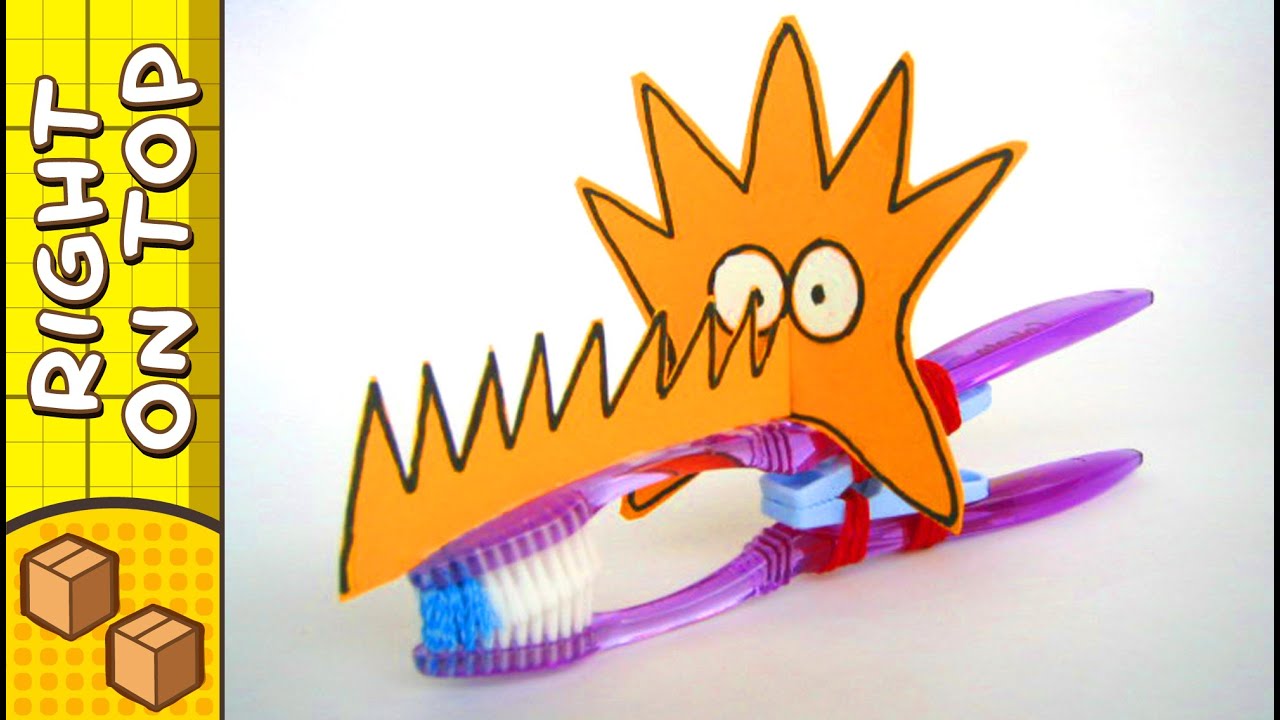 Crafts Ideas for Kids - Dinosaur Toothbrush | DIY on BoxYourSelf - YouTube