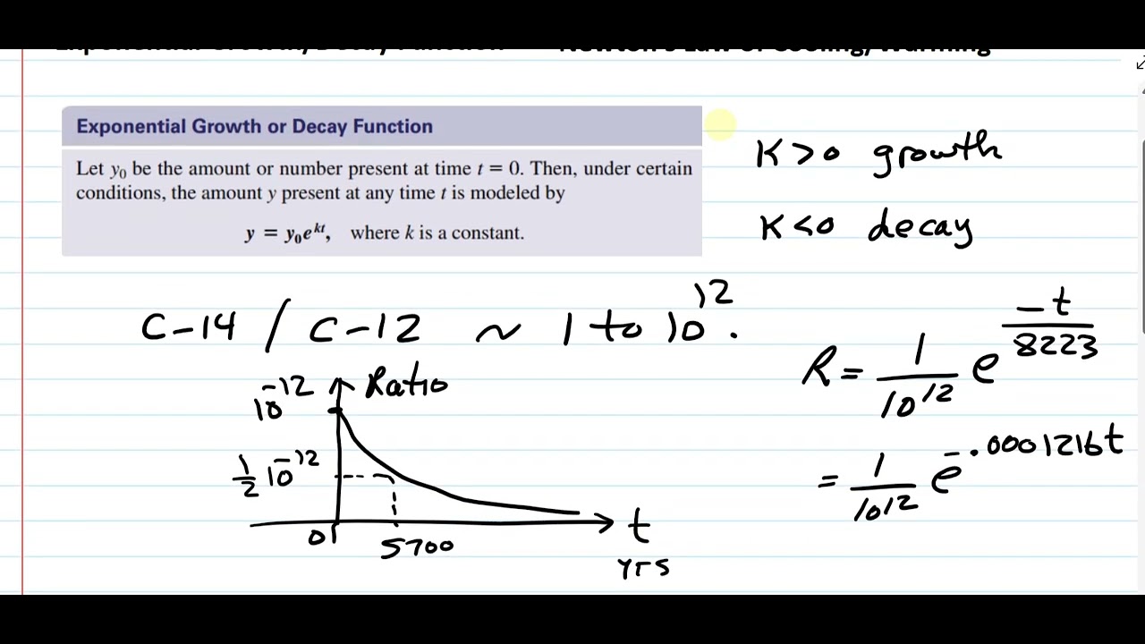 Lecture 36 - 4.6 - Applications of Exponential Growth and Decay - YouTube