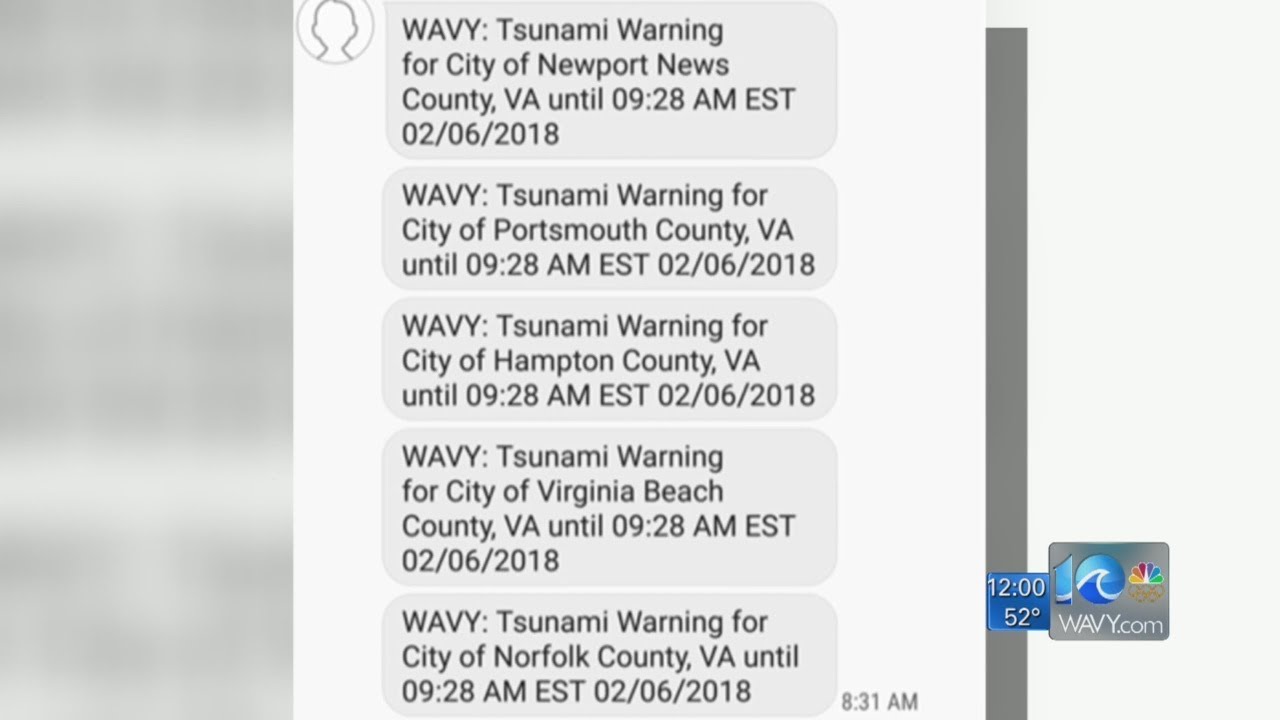 Tsunami warning text alerts a result of test - YouTube