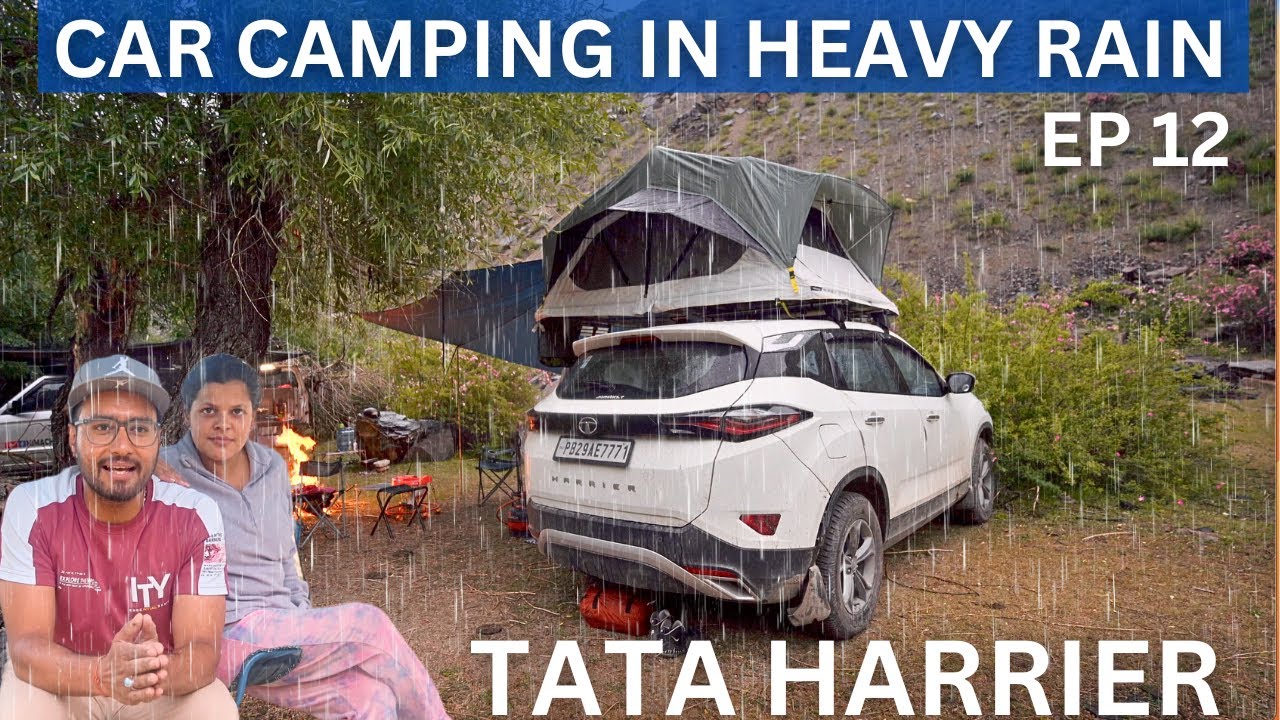Heavy Rain camping with my Tata harrier in LAHAUL Valley⎜group camping ...