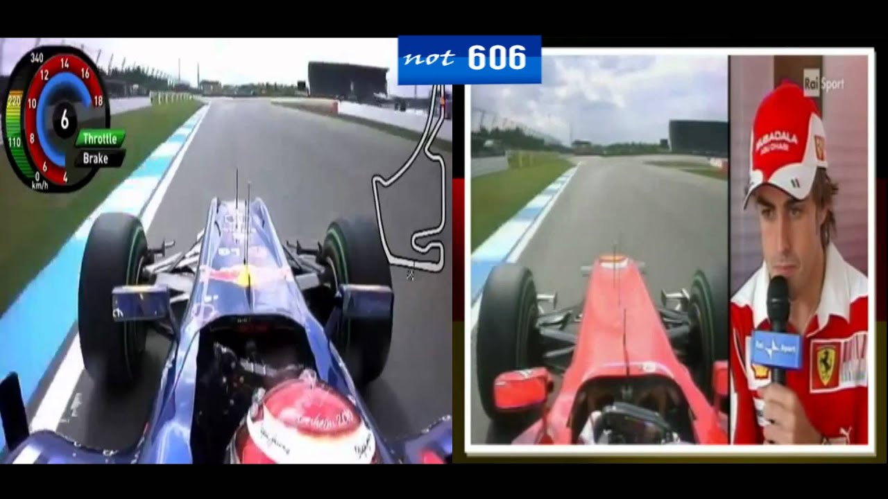 Alonso vs Vettel qualifying onboard comparison German GP 2010 - YouTube