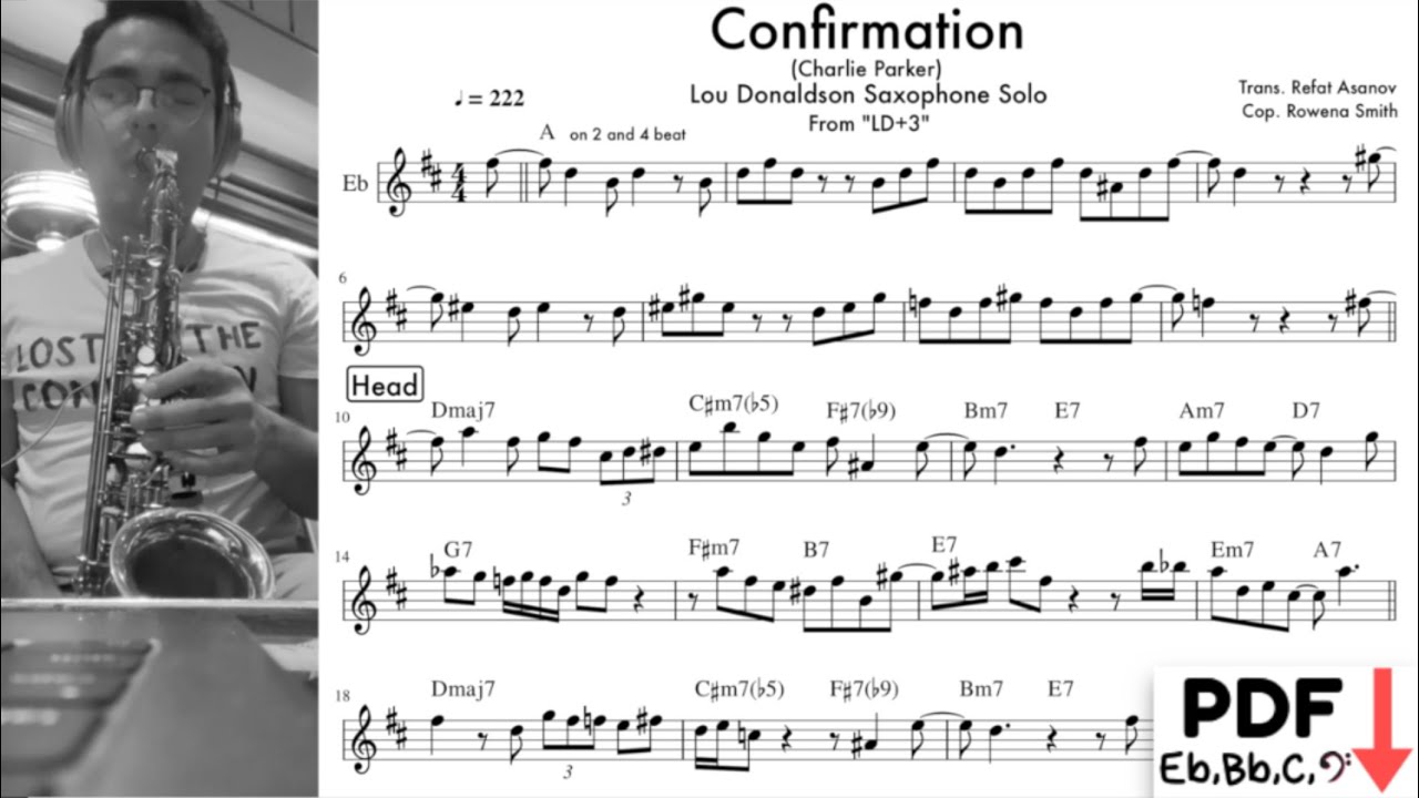 "Confirmation" (Charlie Parker) - Lou Donaldson Alto Saxophone ...