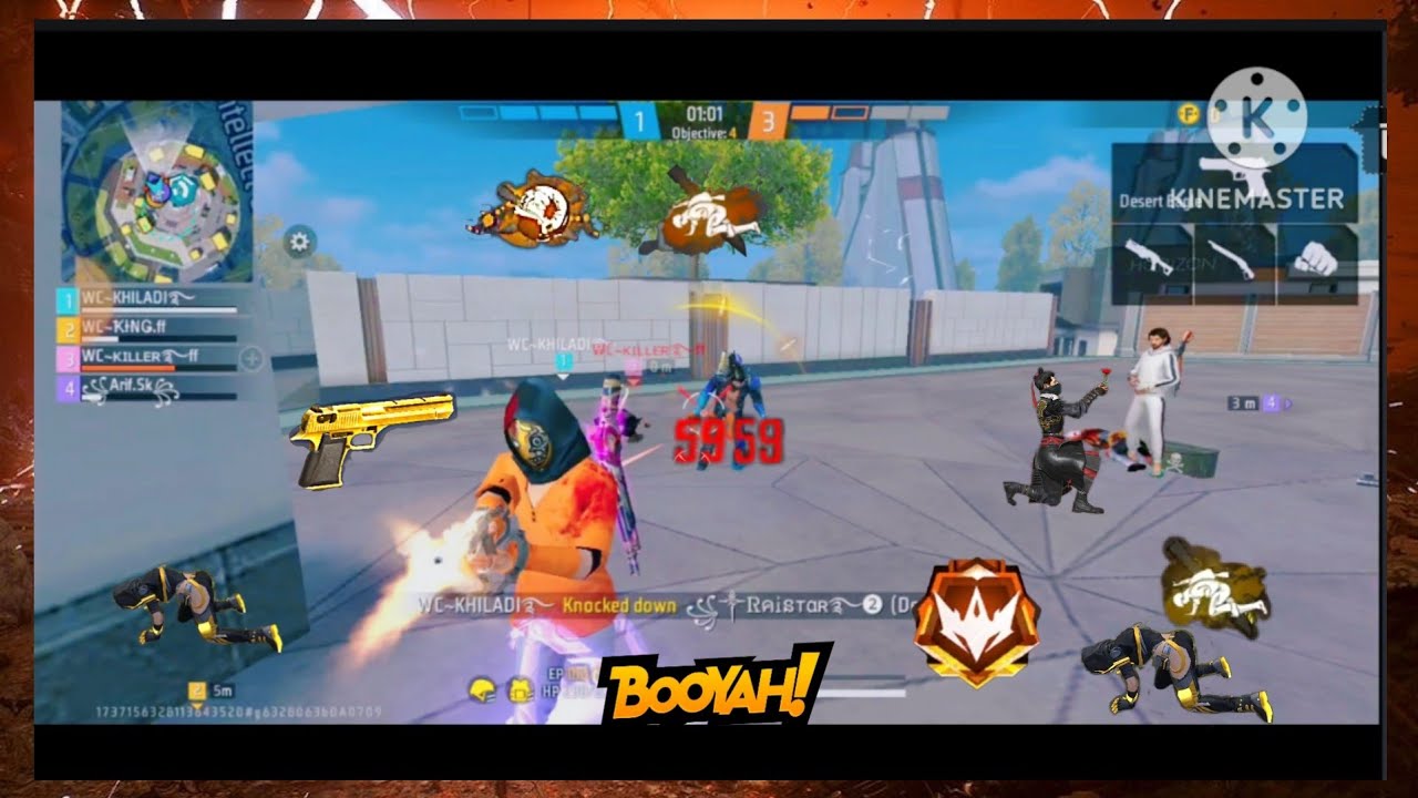 my 😈boss ff yt gaming 01 cs ranked 1 vs 4 clutch😱 grandmaster gameplay ...