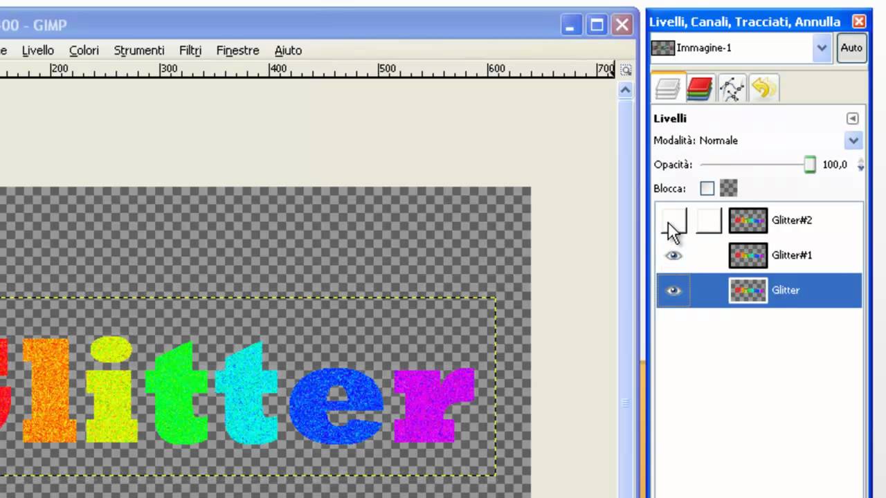 GIMP [ITA] - Effetto Glitter multicolore su testo - YouTube