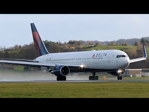 Delta 767-300 Landing + Takeoff at Edinburgh Airport HD - YouTube