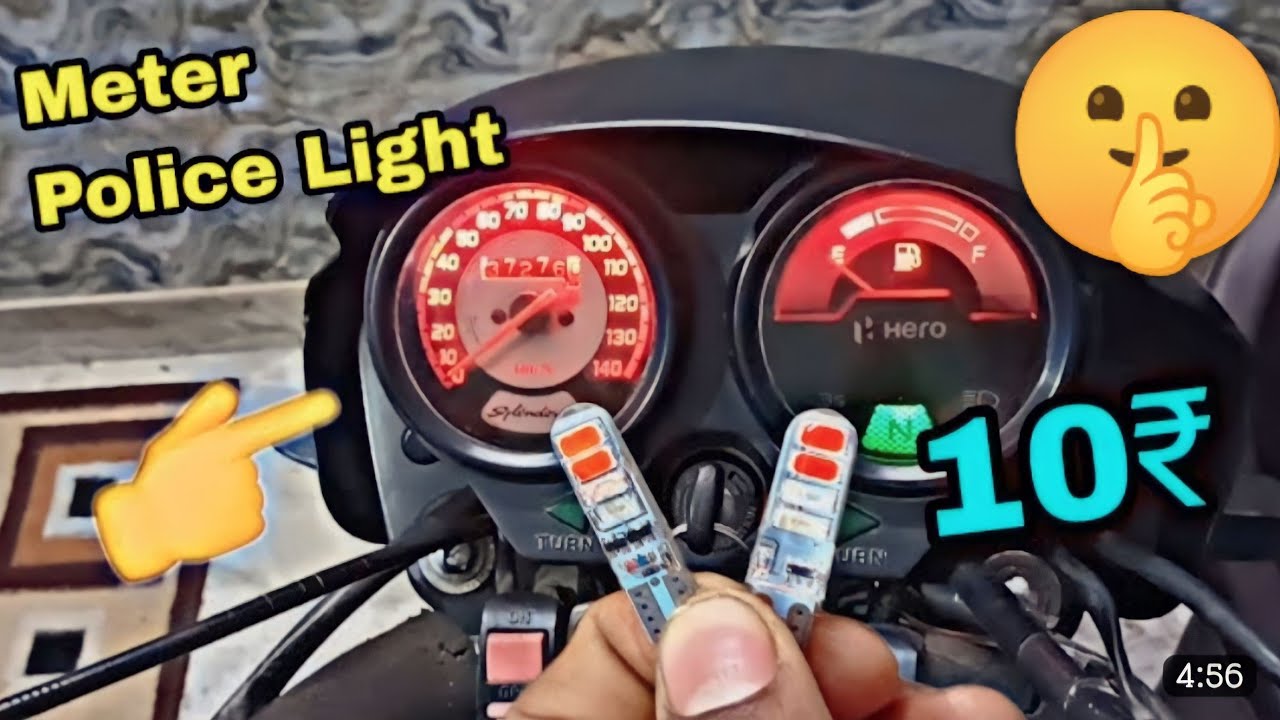 Red blue police meter led light bike | Splendor modified | Splendor led ...