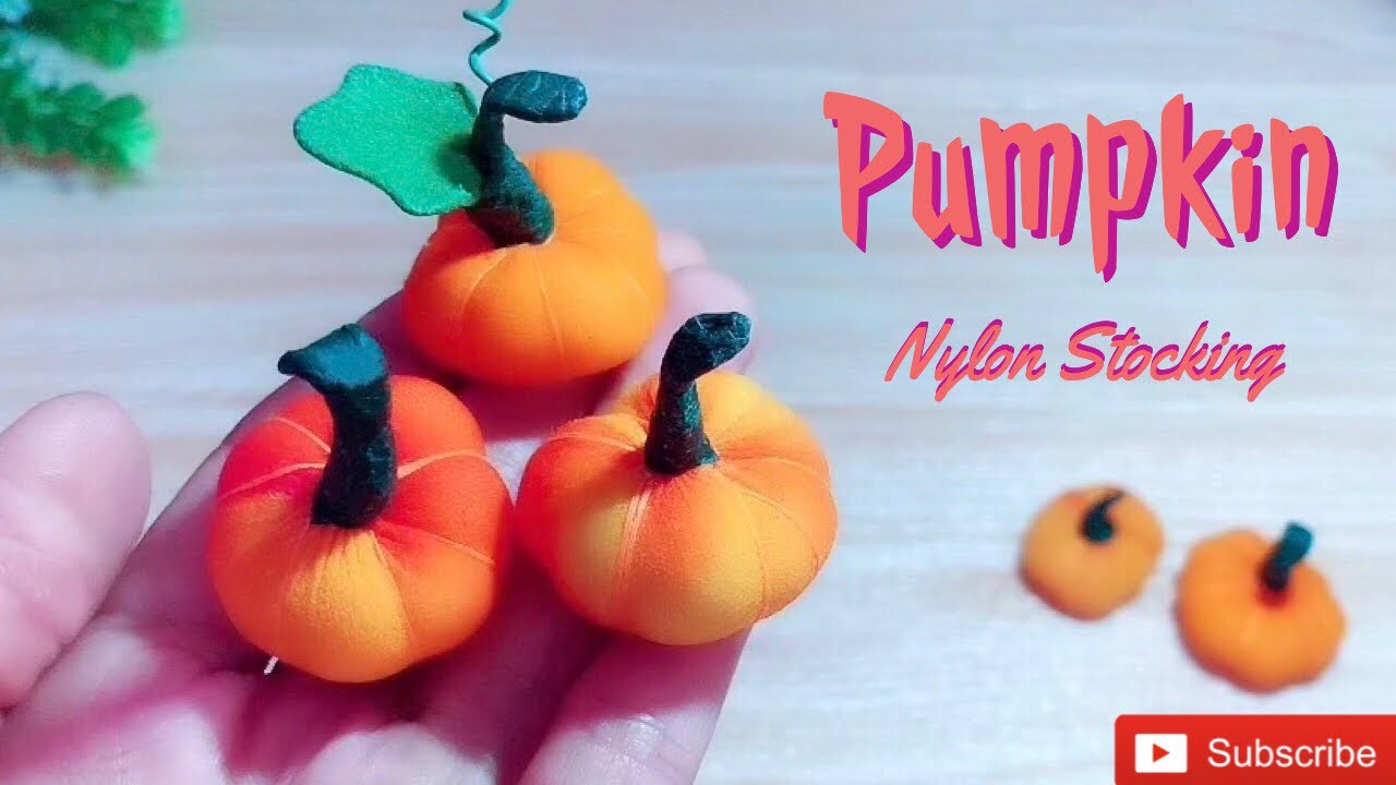 How To Make Pumpkin Nylon Stocking || Cara Membuat Nylon Stocking Labu ...