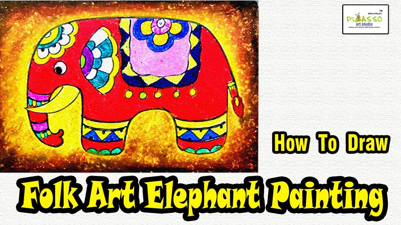 How To Draw Folk Art Elephant Painting | Indian Folk Art 🐘 - YouTube