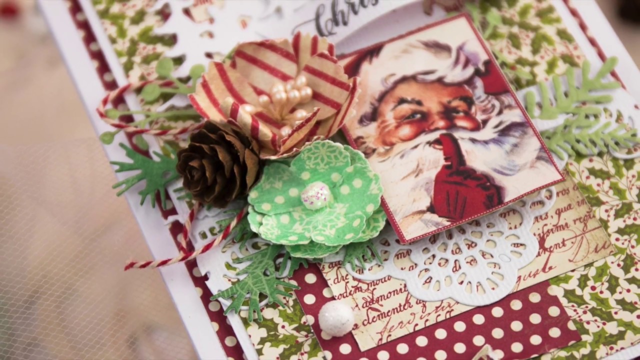 Christmas card with Santa - card making tutorial - YouTube