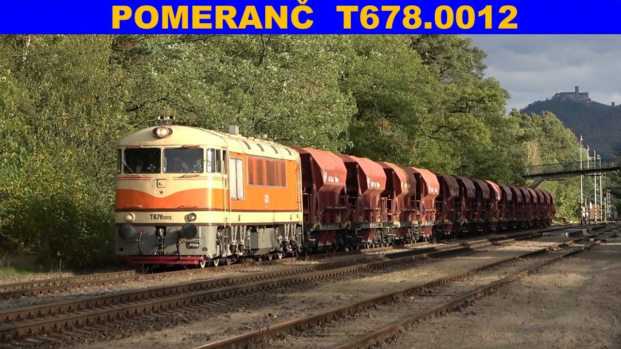 Pomeranč T678.0012 s nákladním vlakem z České Lípy do Brniště a Bělé ...